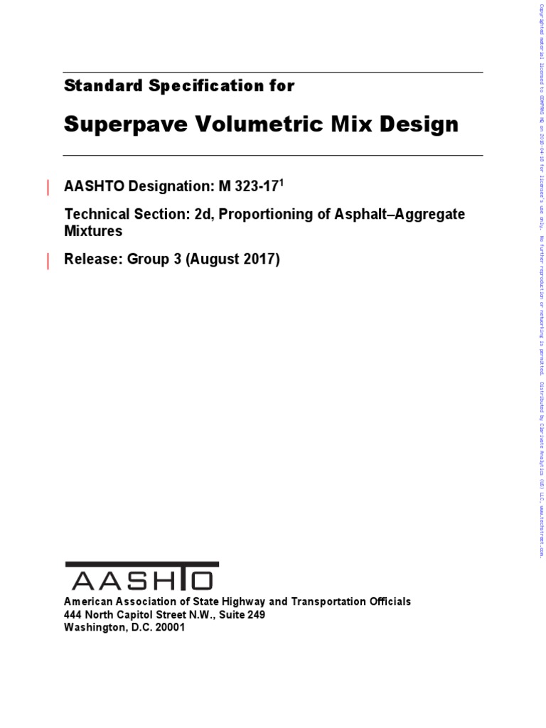 Superpave Volumetric Mix Design: Standard Specification For | PDF | Road Surface | Asphalt