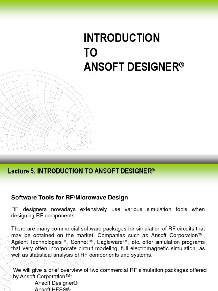 BGP5 Introduction To Ansoft Designer | PDF | Electrical Network | Simulation