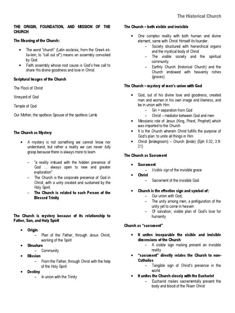 Historical Church | PDF | Jesus | Christian Church