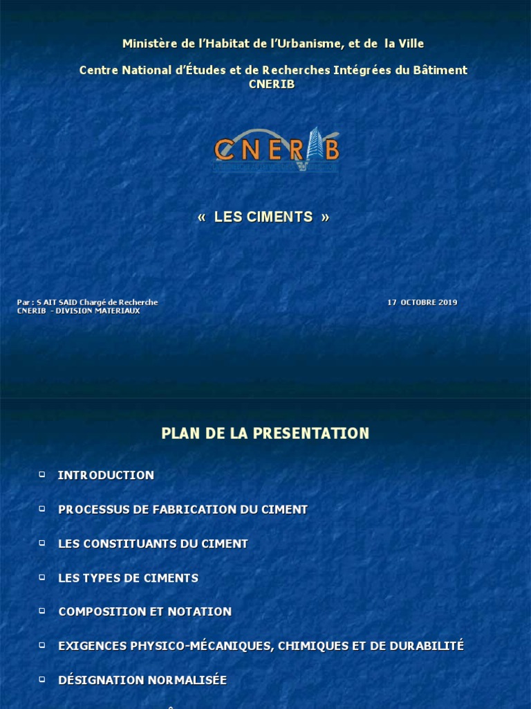 Fabrication et types de ciments | PDF | Ciment | Dioxyde de silicium