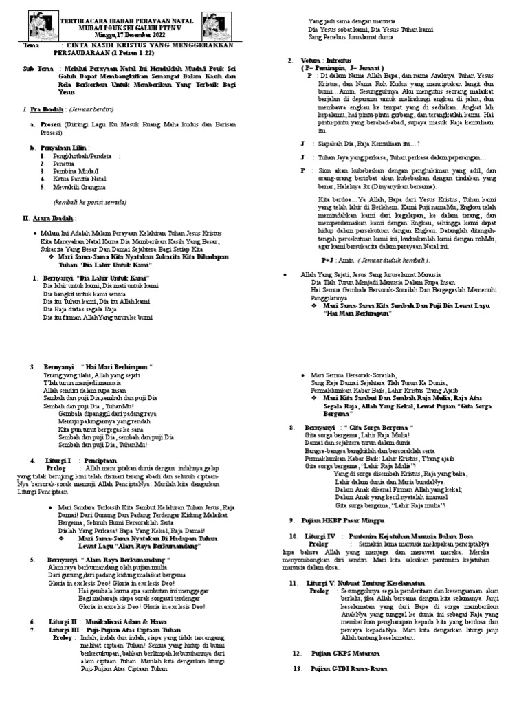 New17 Desember 2022 - MC & Mudai. Tata Ibadah Muda-I Pouk SGH | PDF