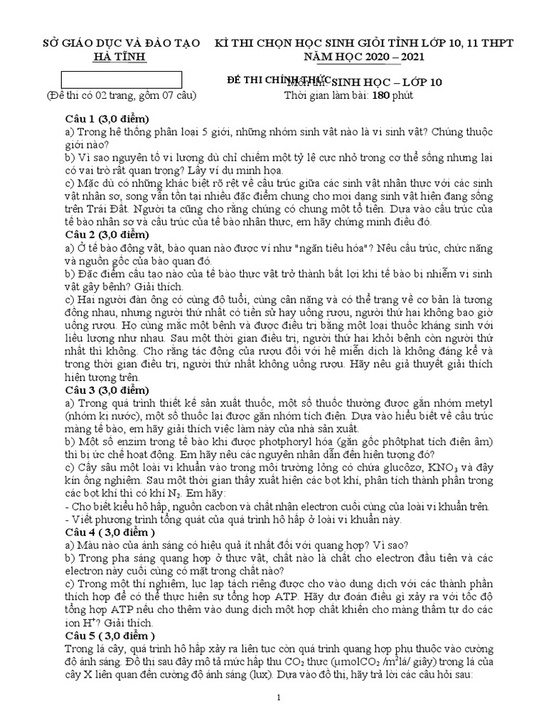 HSG 10-Đê-2021 | PDF