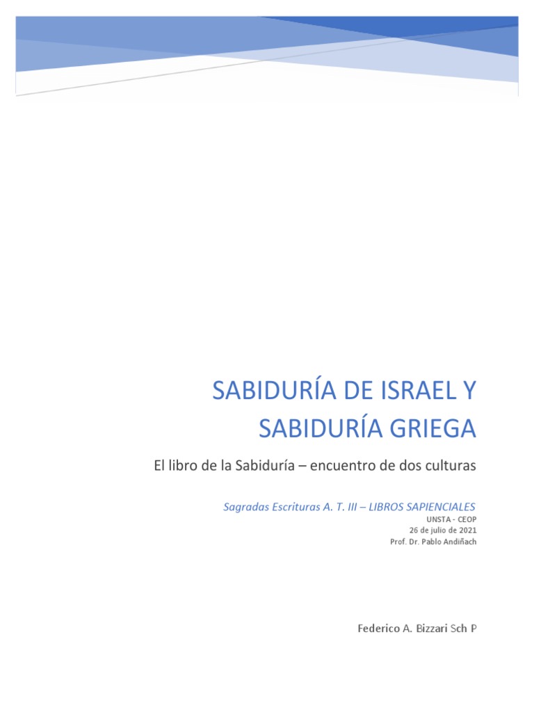 Sabiduría de Israel y Sabiduría Griega | PDF | Trinidad | Dios