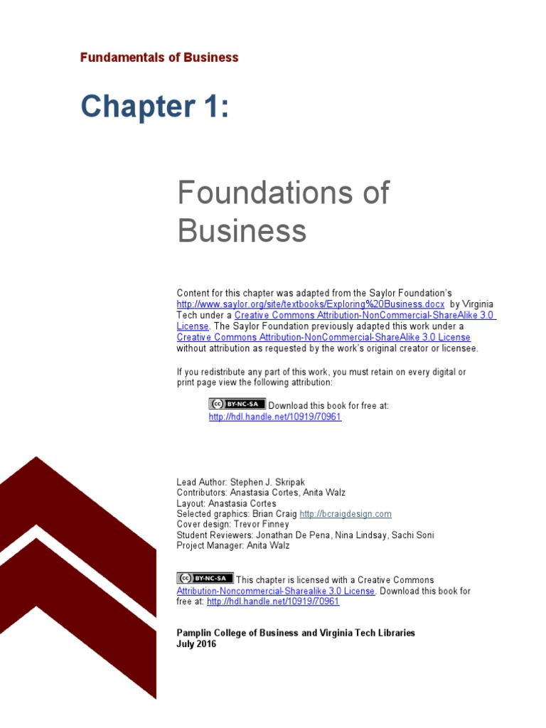 Chapter 1 Foundations of Business (Editable) | PDF