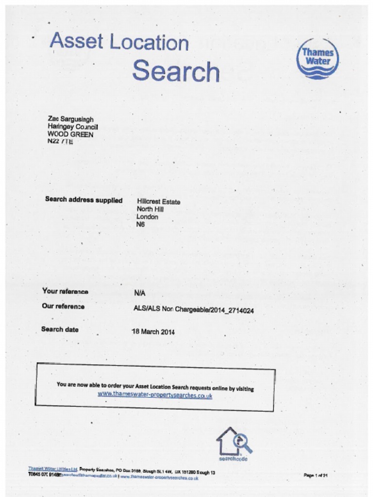 Thames Water Asset Location Search | PDF
