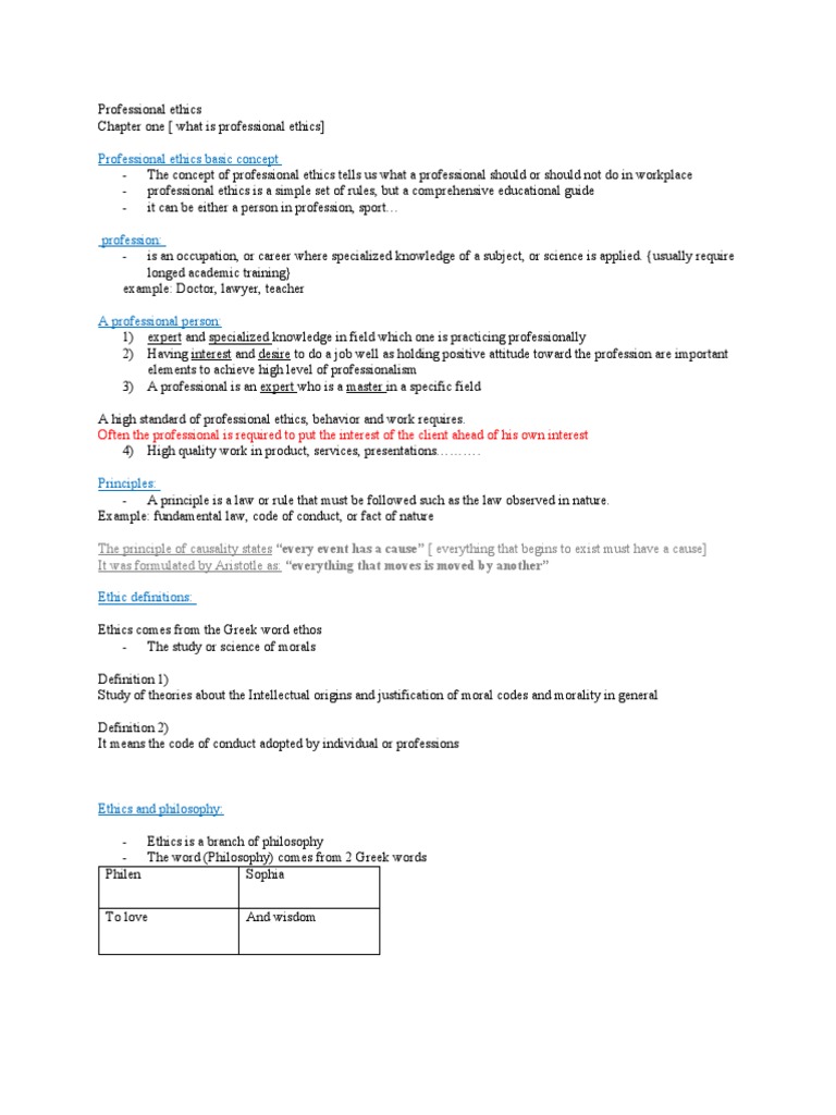 Professional Ethics Chapter 1 Notes | PDF | Morality | Reason