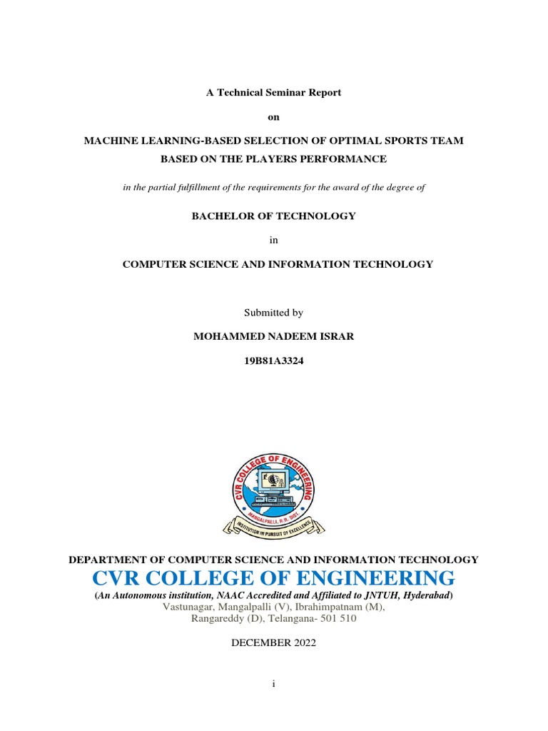 Nadeem Report | PDF | Statistical Classification | Machine Learning
