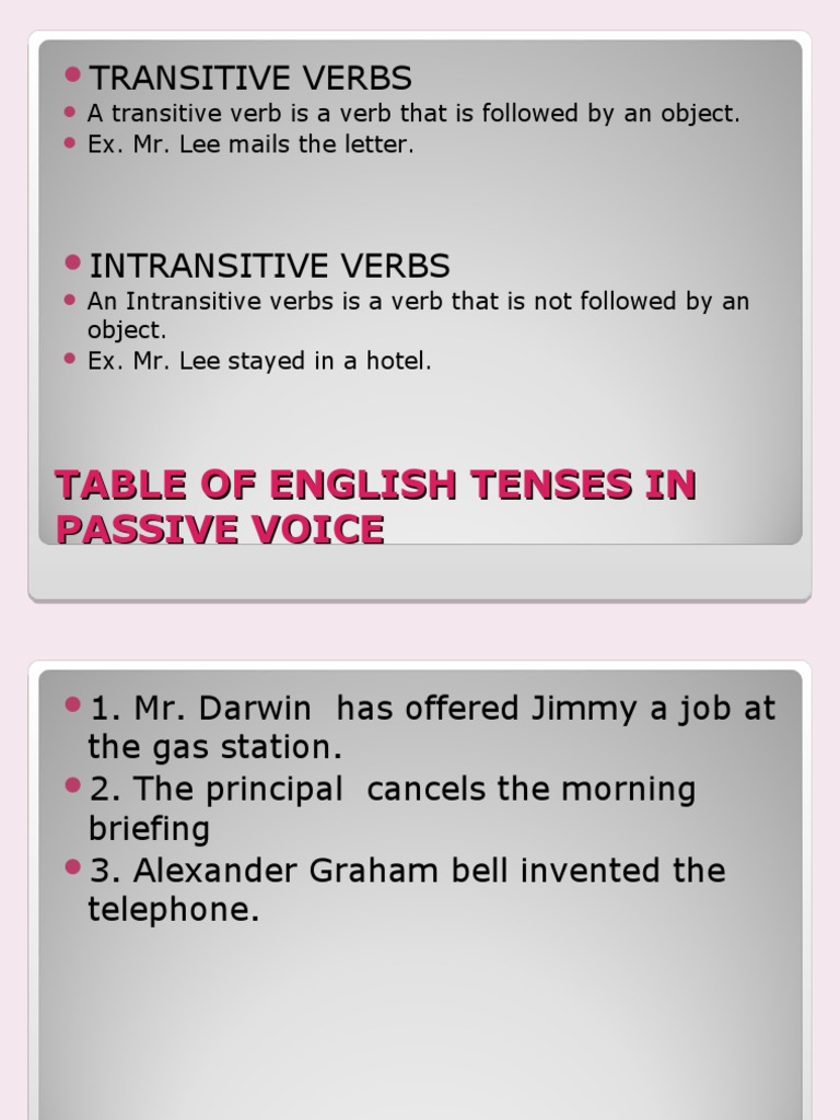 Passive Voice PPT 1 | PDF | Grammatical Tense | Verb