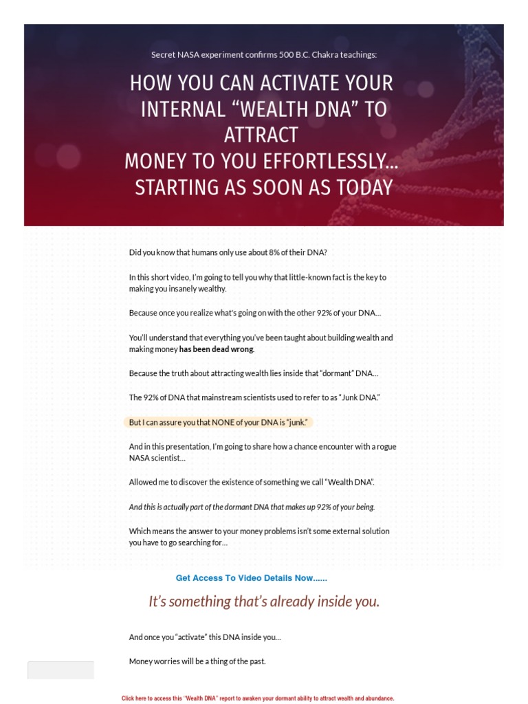 How You Can Activate Your Internal "Wealth Dna" To Attract Money To You ...