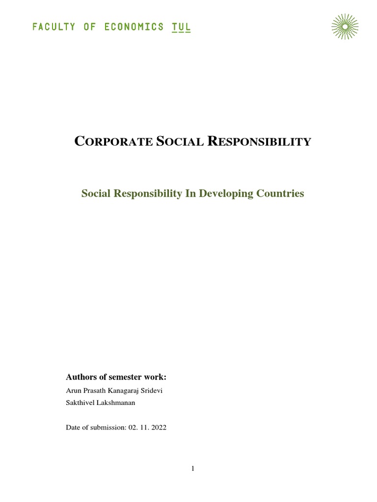 CSR Seminar Paper | PDF | Corporate Social Responsibility | Economies