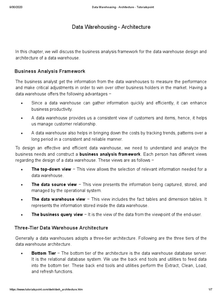 Data Warehousing - Architecture | PDF | Data Warehouse | Databases
