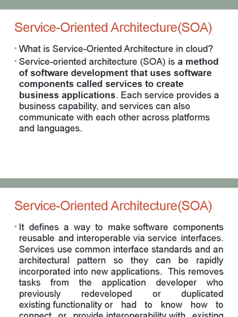 Service-Oriented Architecture (SOA) | PDF | Cloud Computing | Service Oriented Architecture