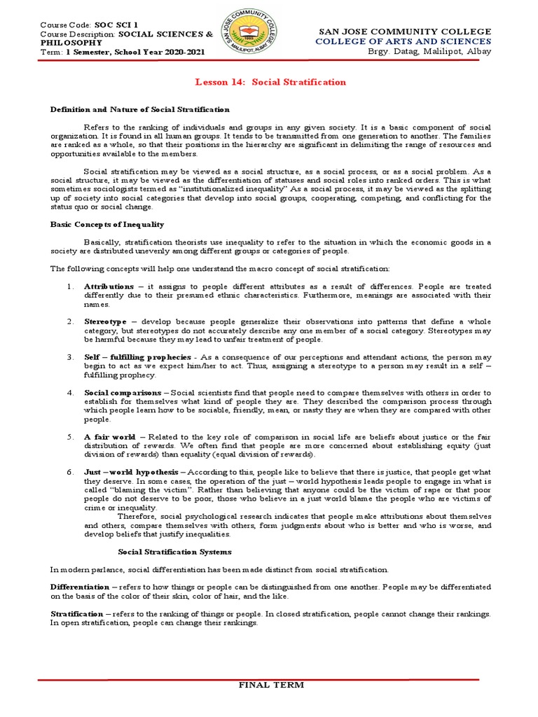 Topic 14 Social Stratification | Download Free PDF | Social Stratification | Human Migration