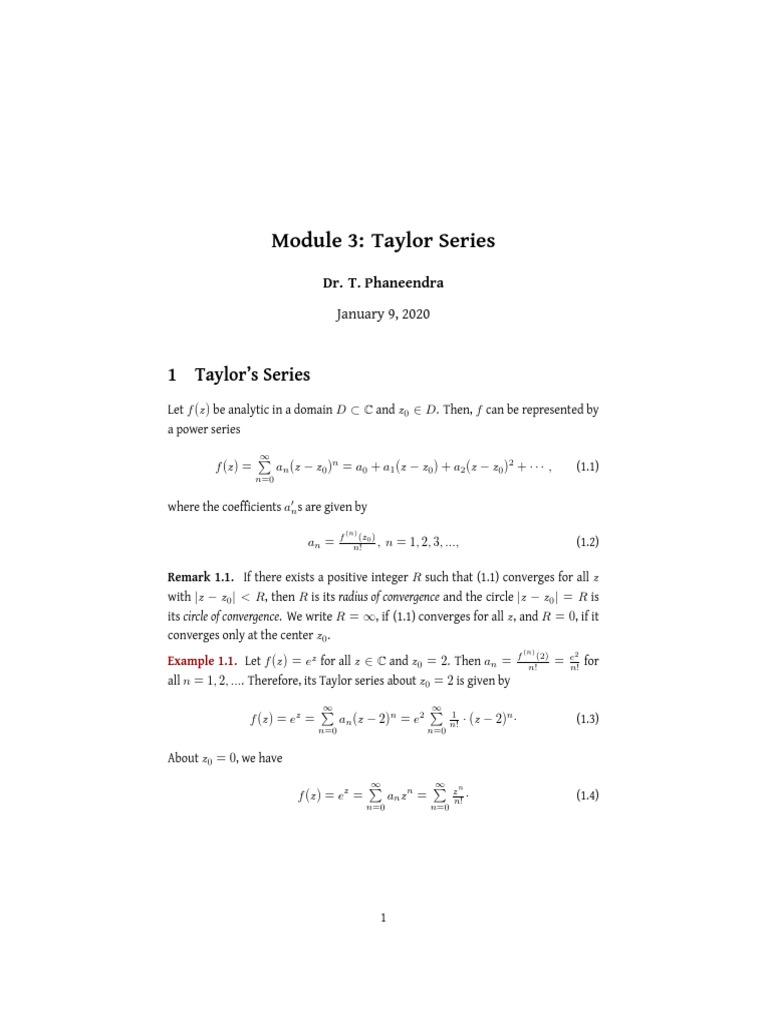 Module 3.1.taylor Series | PDF | Power Series | Mathematical Analysis