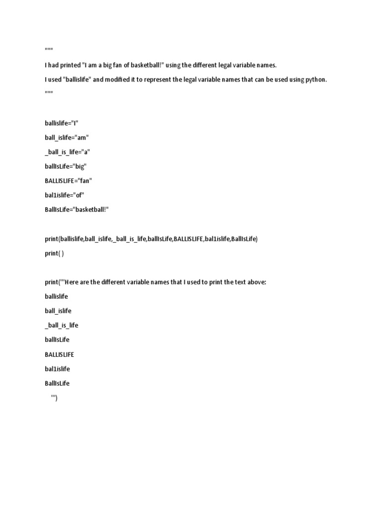CPEN 60 - Activity Varialble Names | PDF