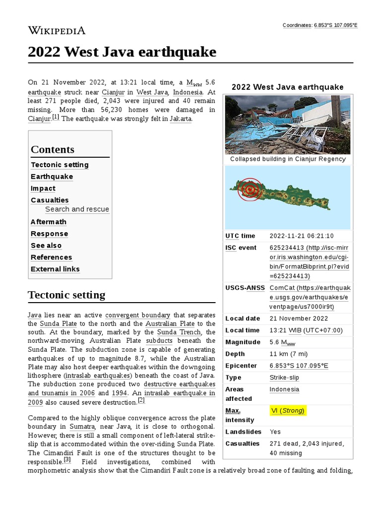 2022 West Java Earthquake | PDF