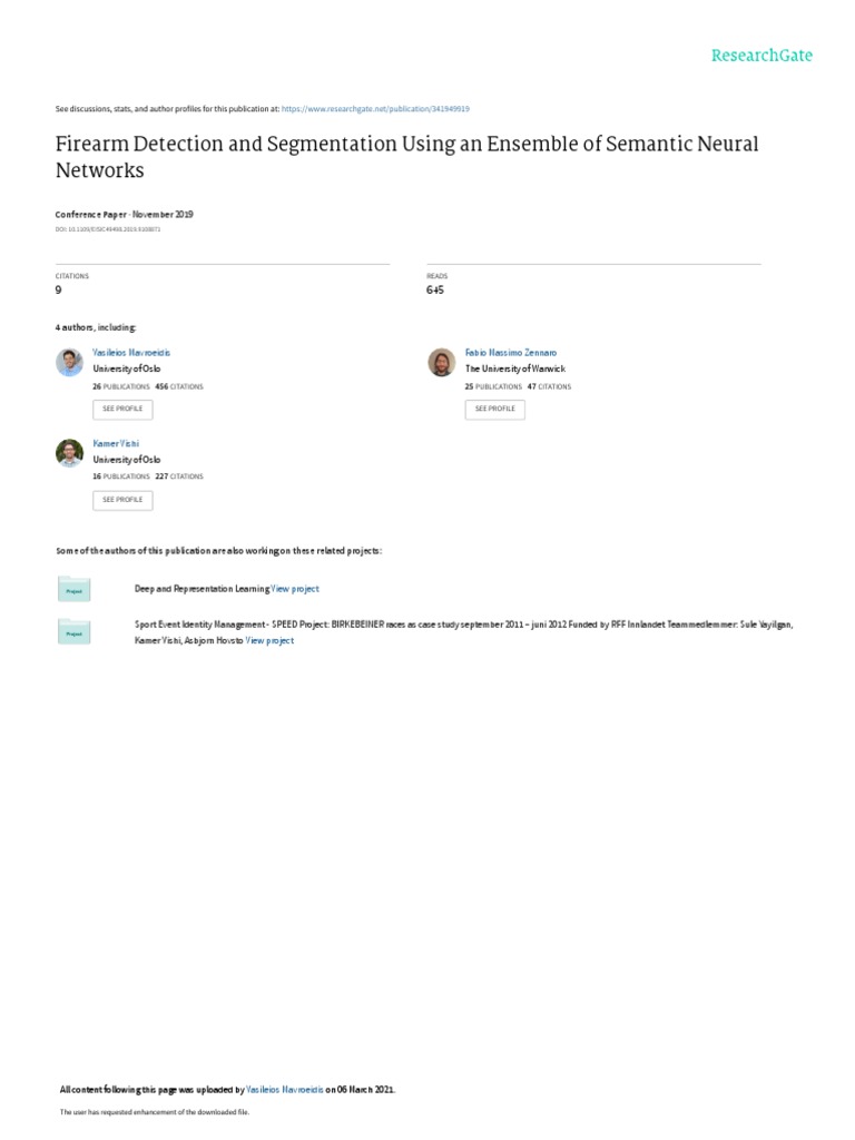 Firearm Detection and Segmentation Using an Ensemble of Semantic Neural Networks | PDF | Machine ...