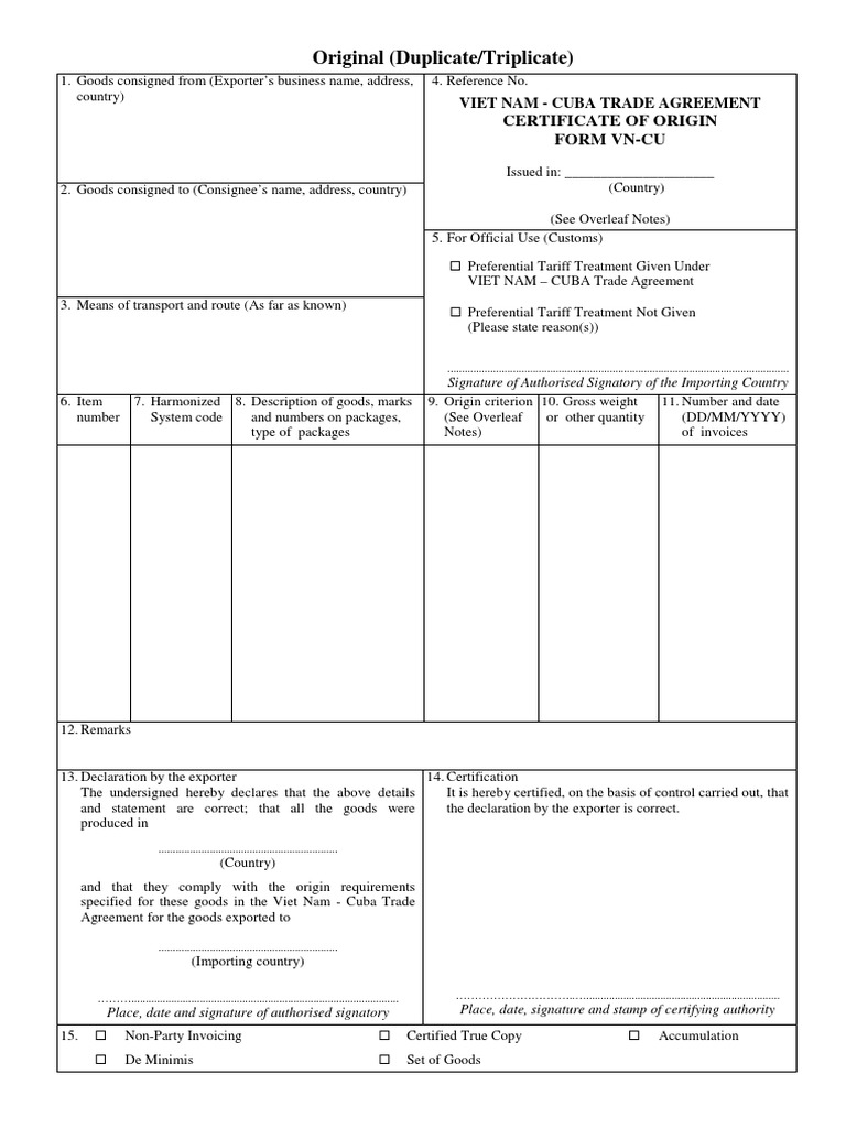 Form VN-CU | Download Free PDF | Trade | Business
