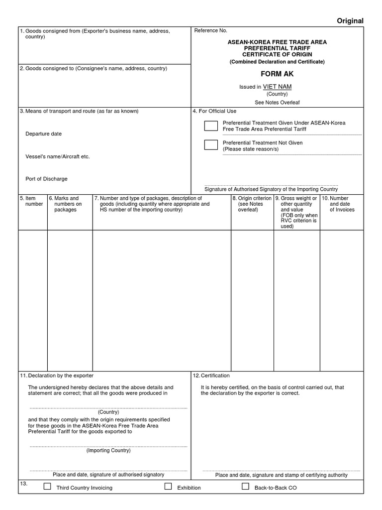 Form AK | Download Free PDF | Trade | International Trade
