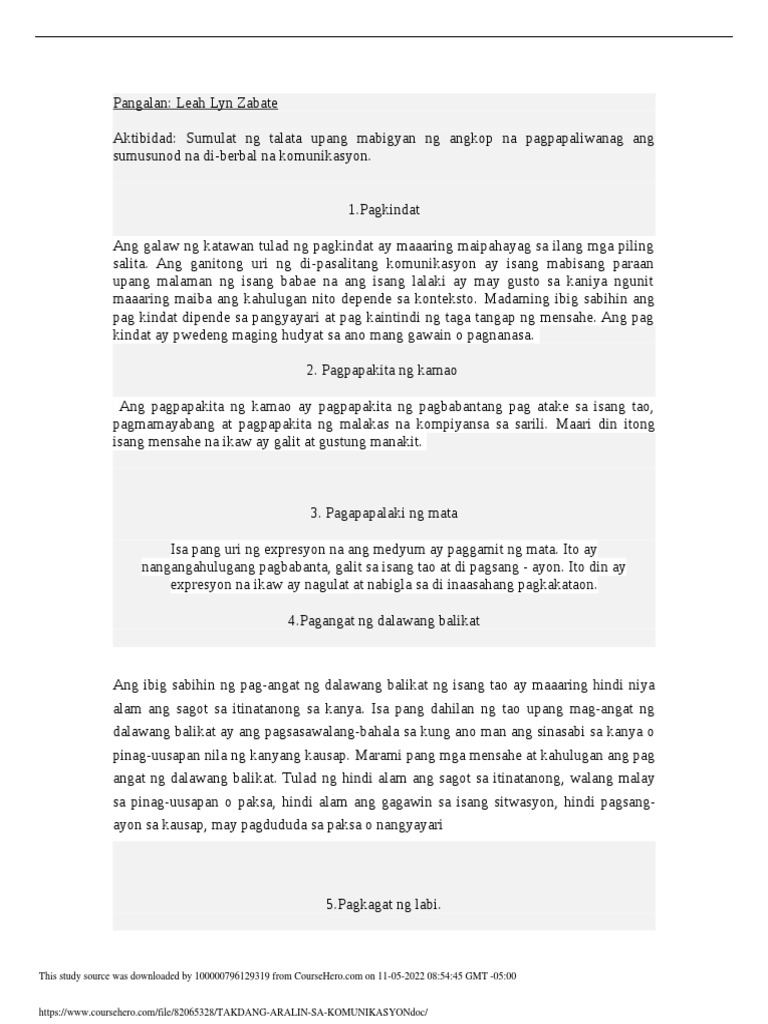 Takdang Aralin Sa Komunikasyon | PDF