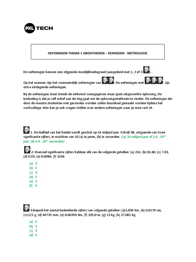 Oefeningen Thema 1 Grootheden | PDF
