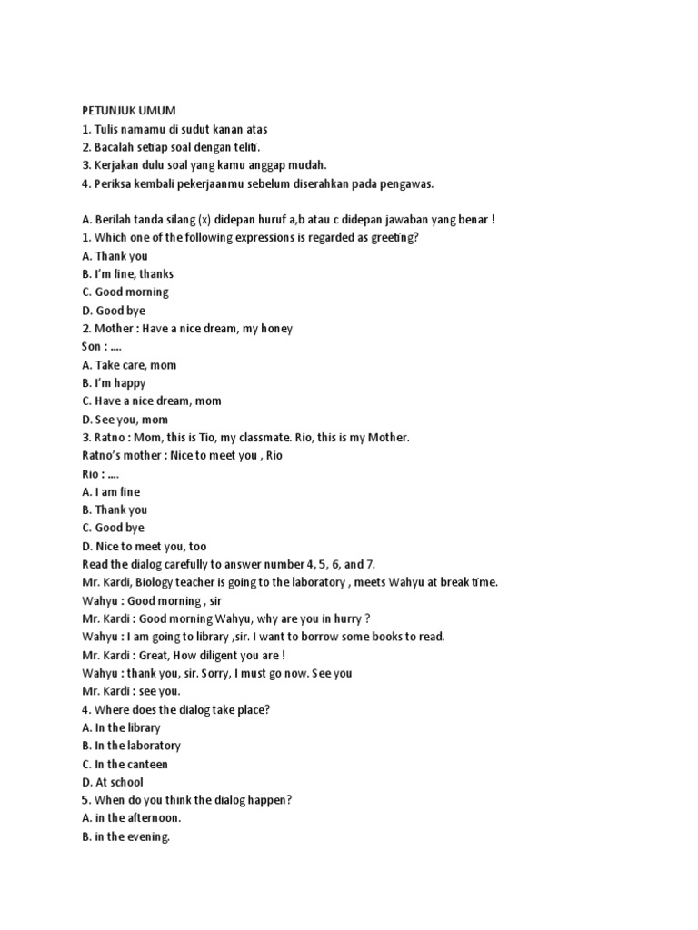 English Multiple Choice Test | PDF