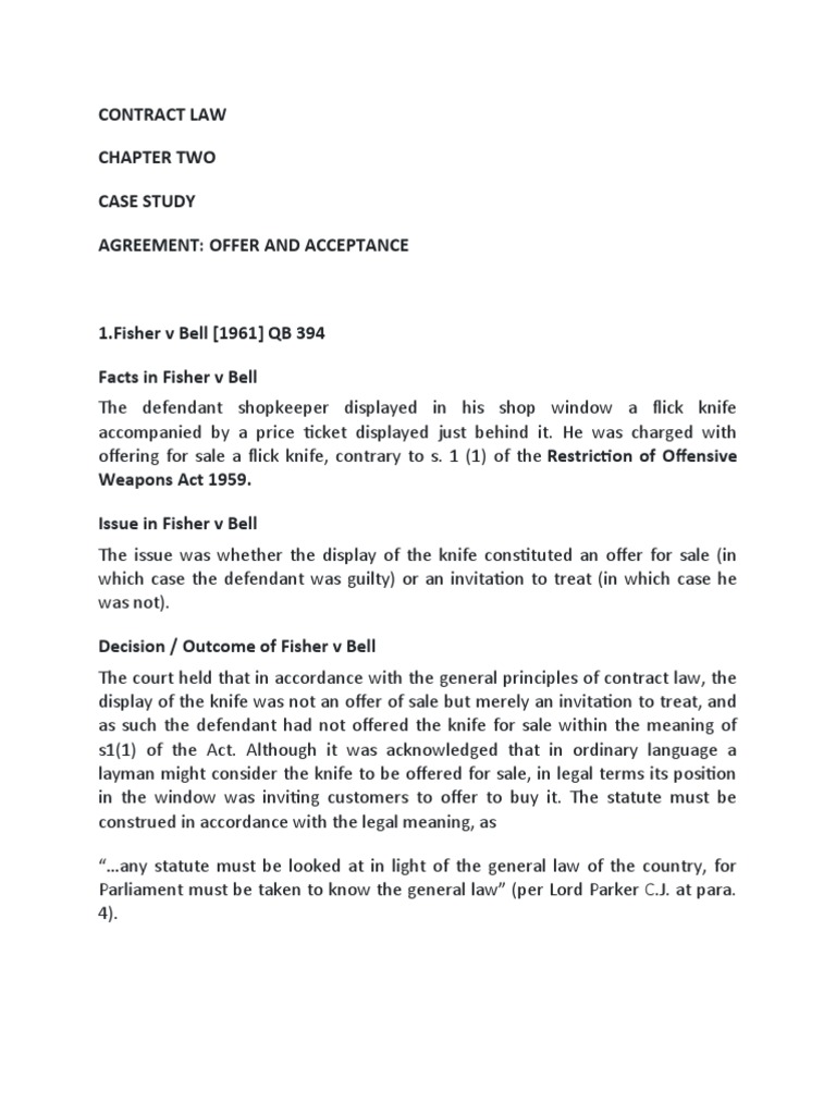 An Analysis of Key Legal Cases Regarding the Formation of Contracts Through Offer and Acceptance ...