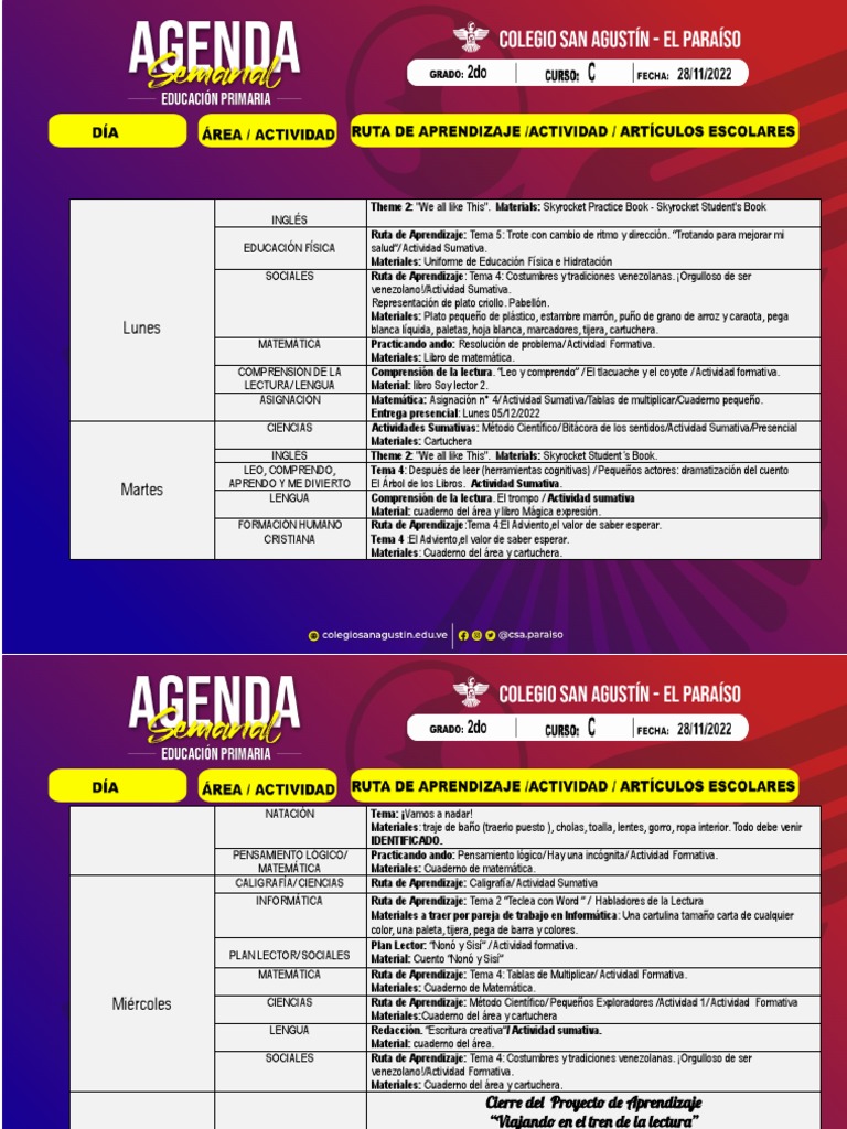 2C Agenda Del 28 de Noviembre Al 02 de Diciembre | PDF | Science
