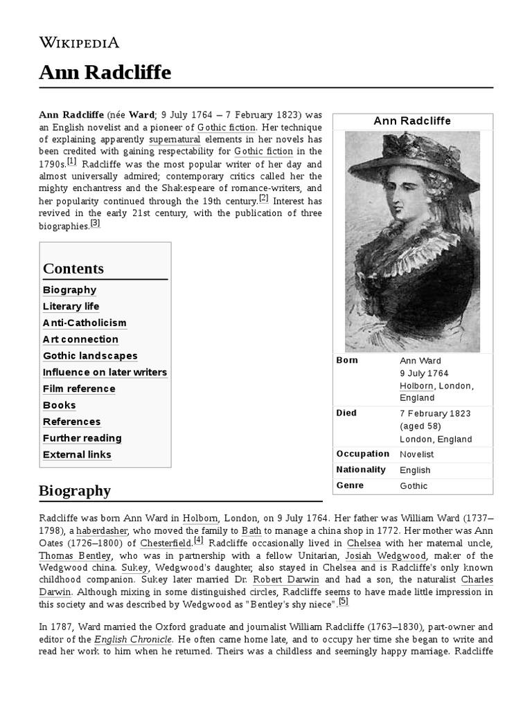 Ann Radcliffe Info | PDF | Ann Radcliffe