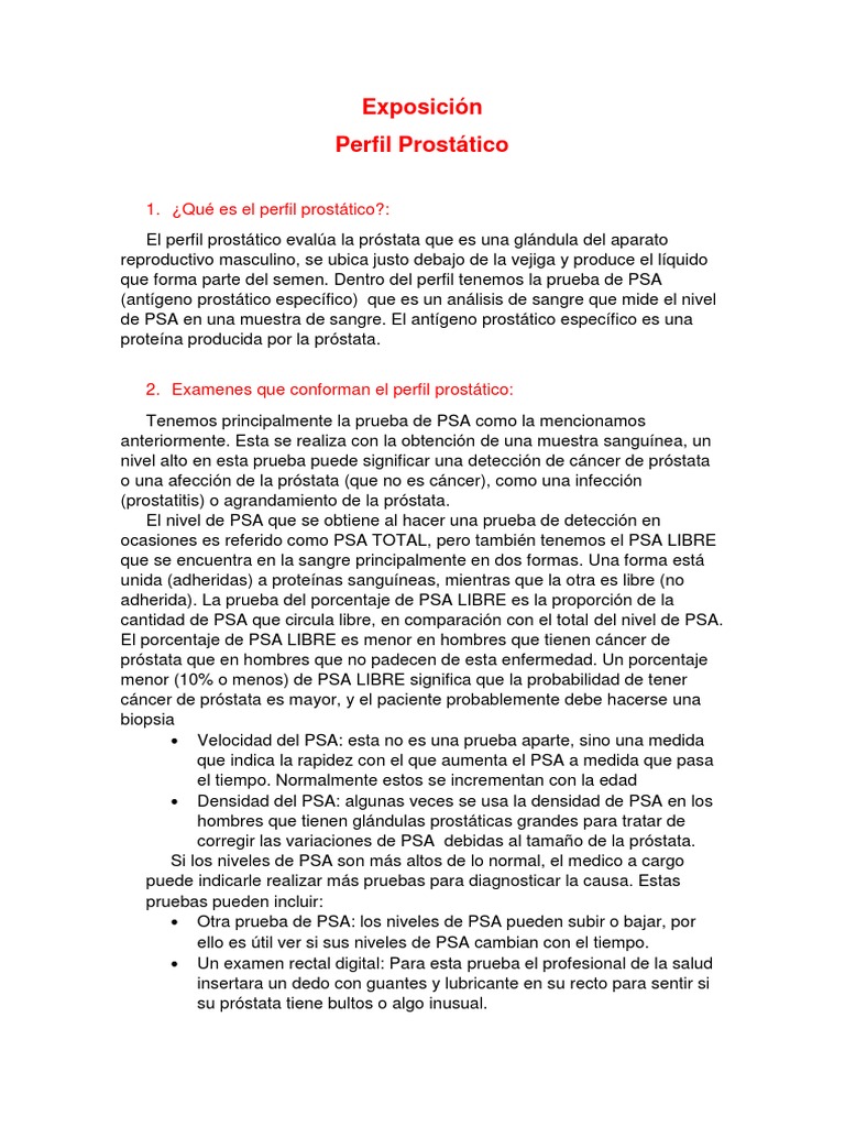 Exposición Perfil Prostatico | PDF | Antígeno específico de la próstata ...