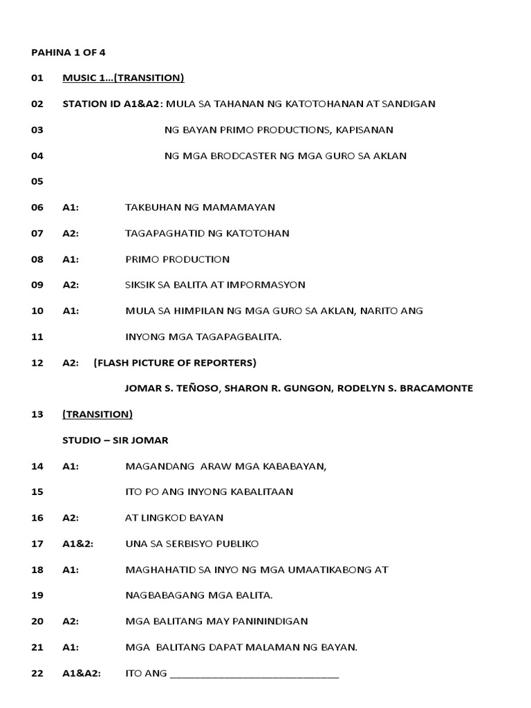 Script TV Broadcasting | PDF