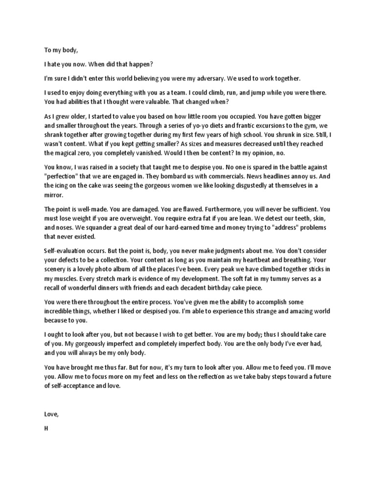A Letter To My Body | PDF