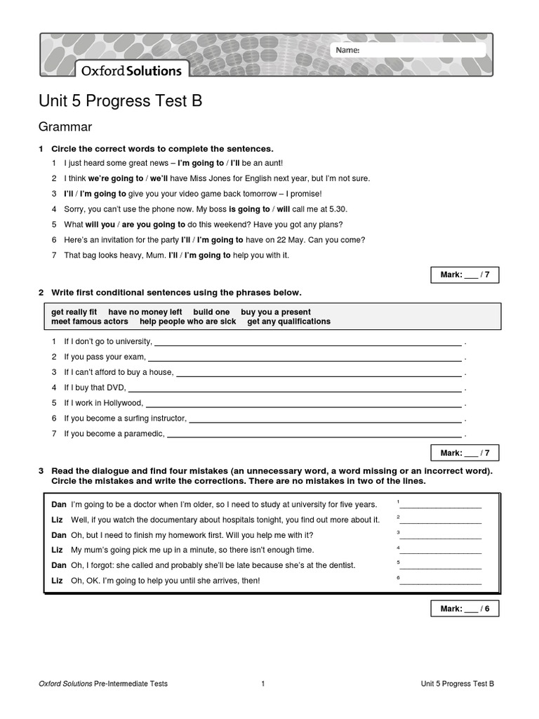 Unit 5 Progress Test B Answers | PDF