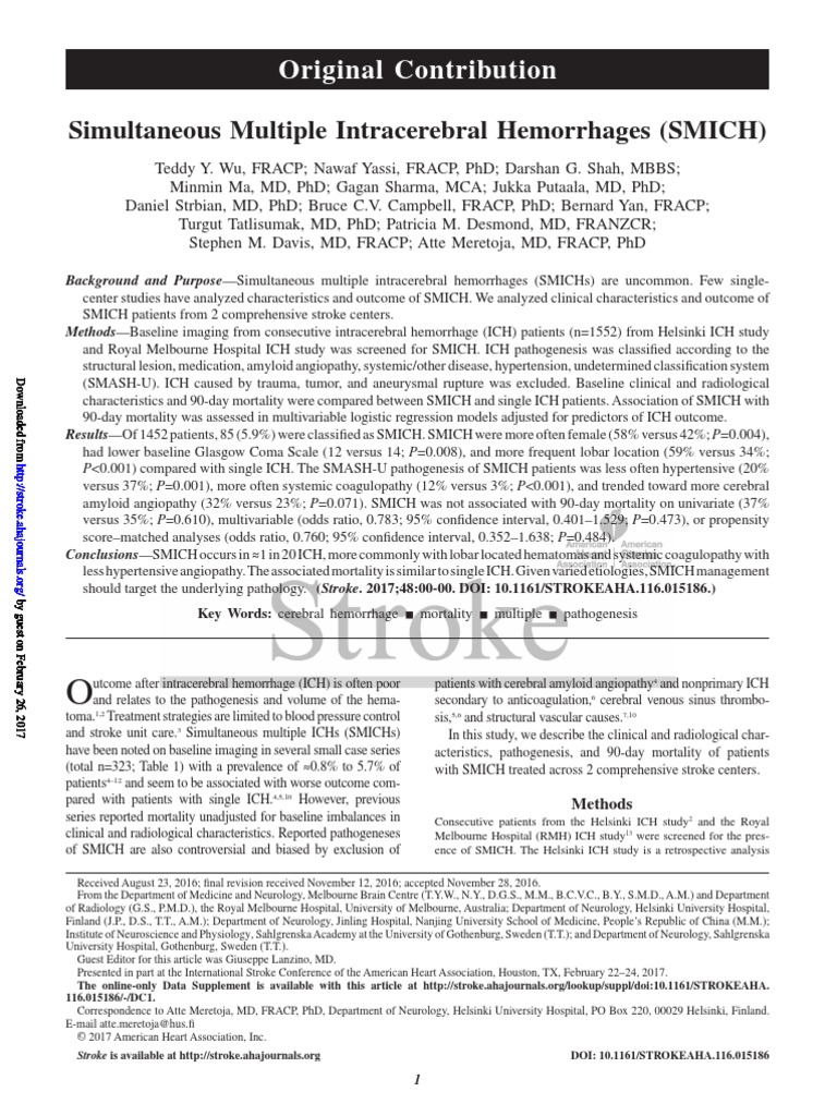 Wu 2017 | PDF | Stroke | Thrombosis