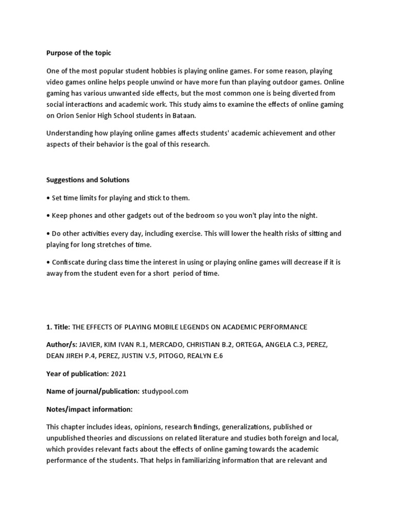 Effects of Online Gaming on Students | PDF | Social Science | Wellness