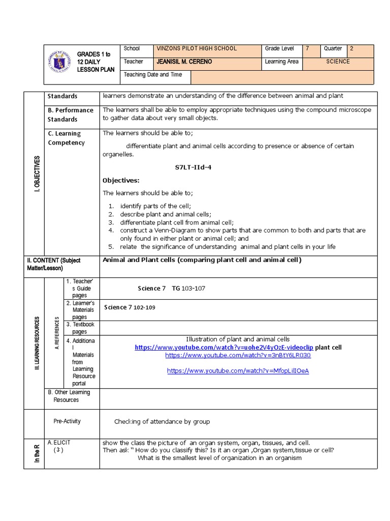 Plant Cell and Animal Cell | PDF | Cell (Biology) | Learning