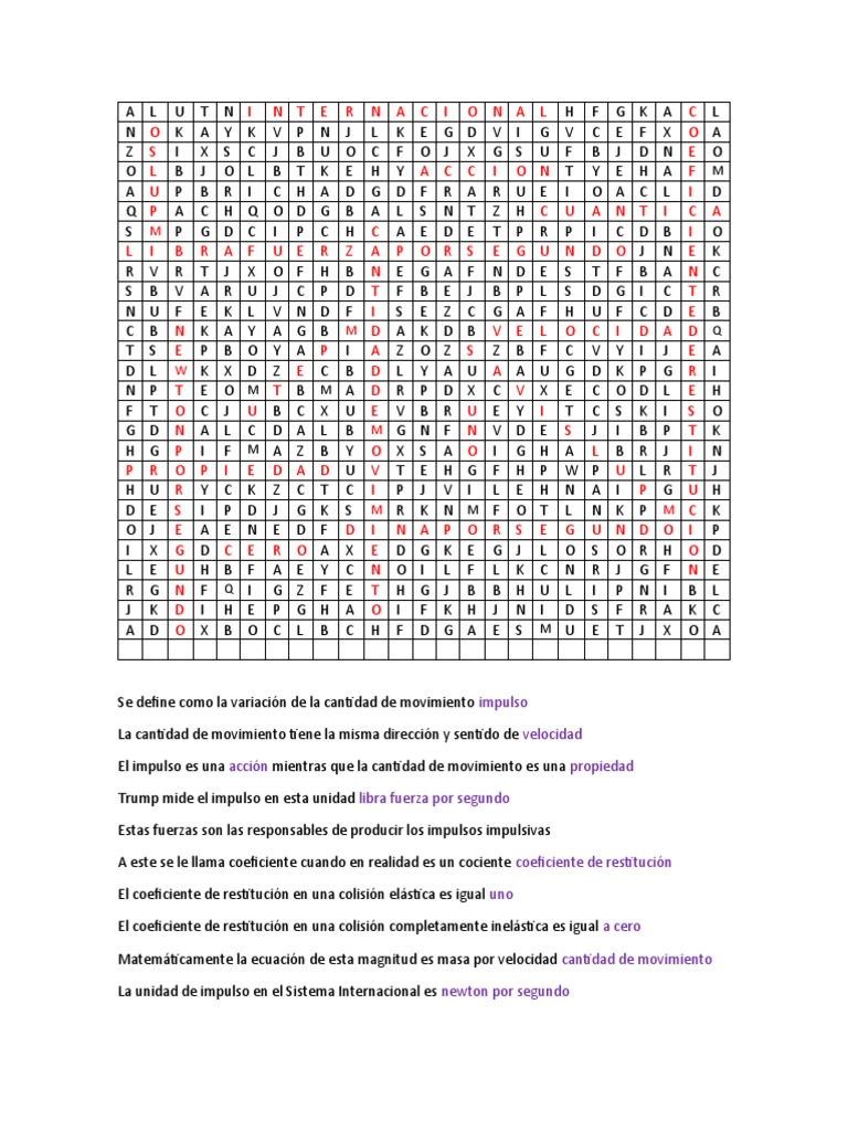 Sopa de Letra | PDF | Impulso | Mecánica
