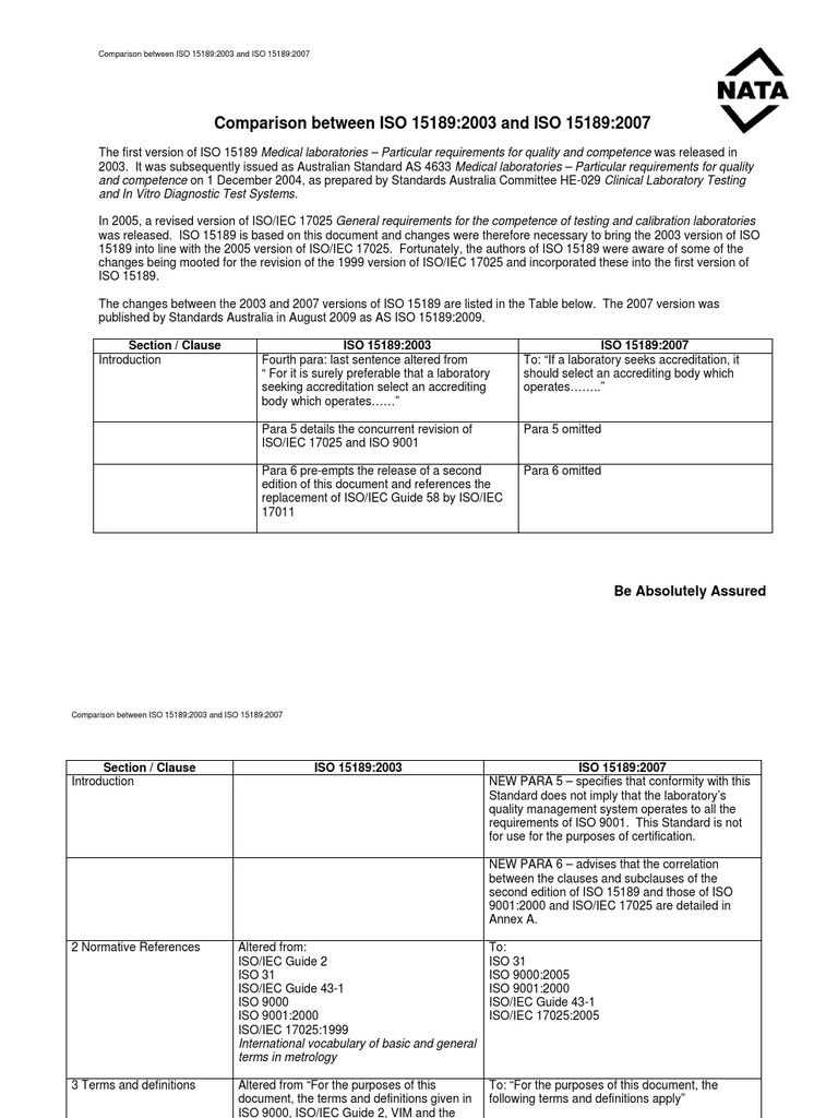 Comparison Between Iso 15189 Iso 15189 | PDF | Iso 9000 | International Organization For ...