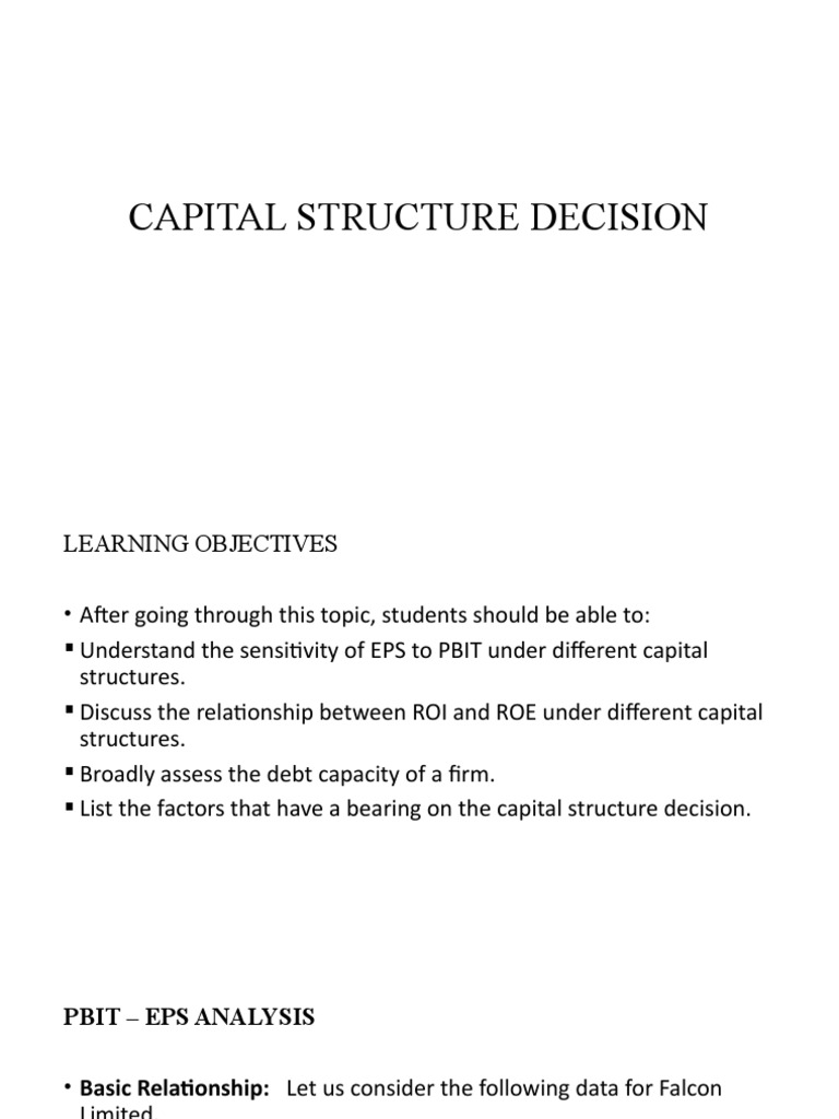 CAPITAL STRUCTURE DECISION (Autosaved) | PDF | Finance & Money Management | Law