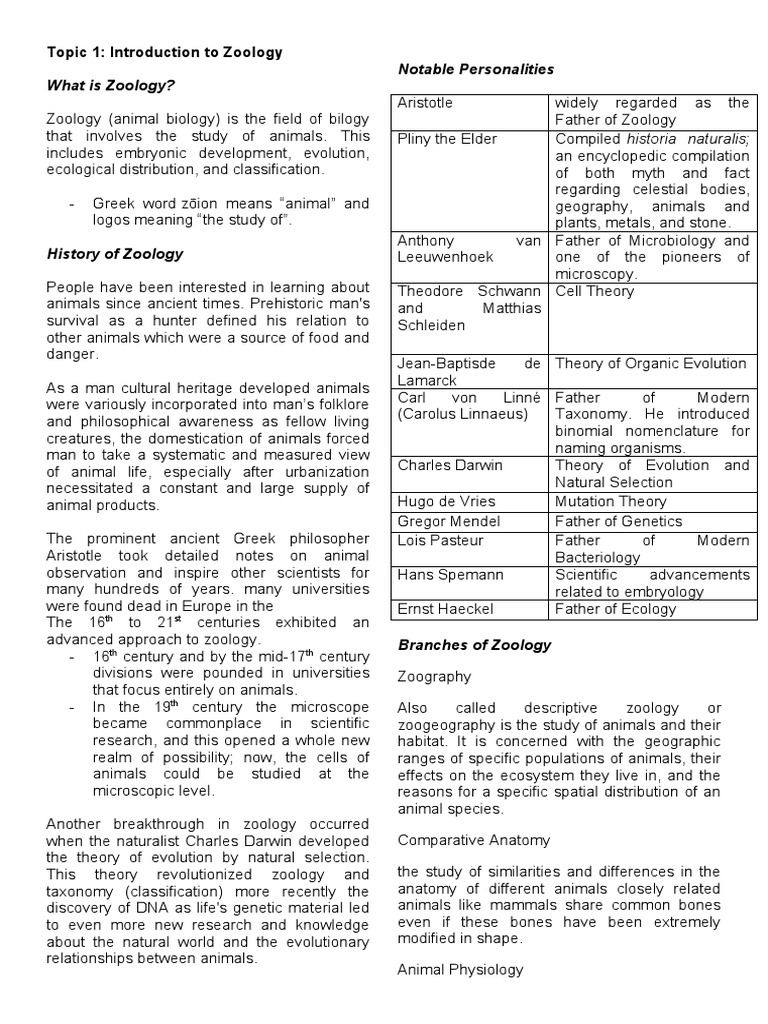 Zoology Lecture | PDF | Zoology | Epithelium