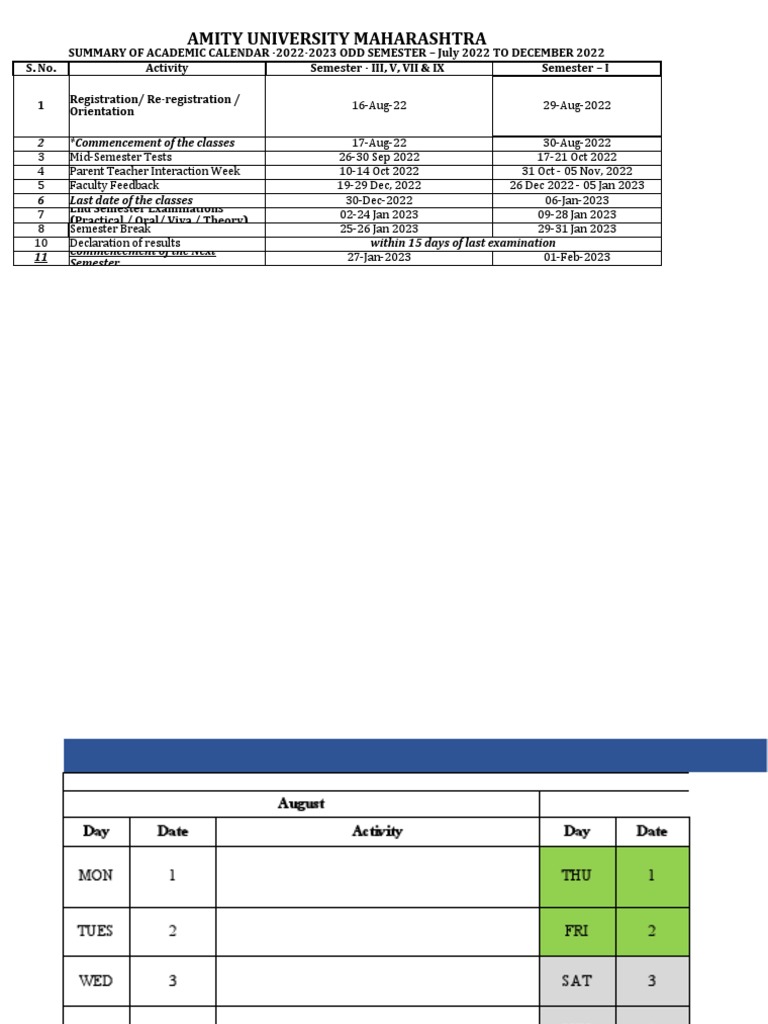 Academic Calendar - Odd Sem 2022-23 | Download Free PDF | Academic Term ...
