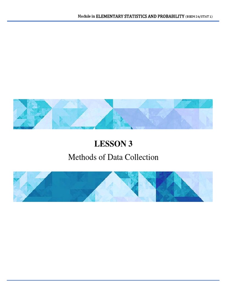 Lesson 3 Methods of Data Collection | PDF | Questionnaire | Statistics