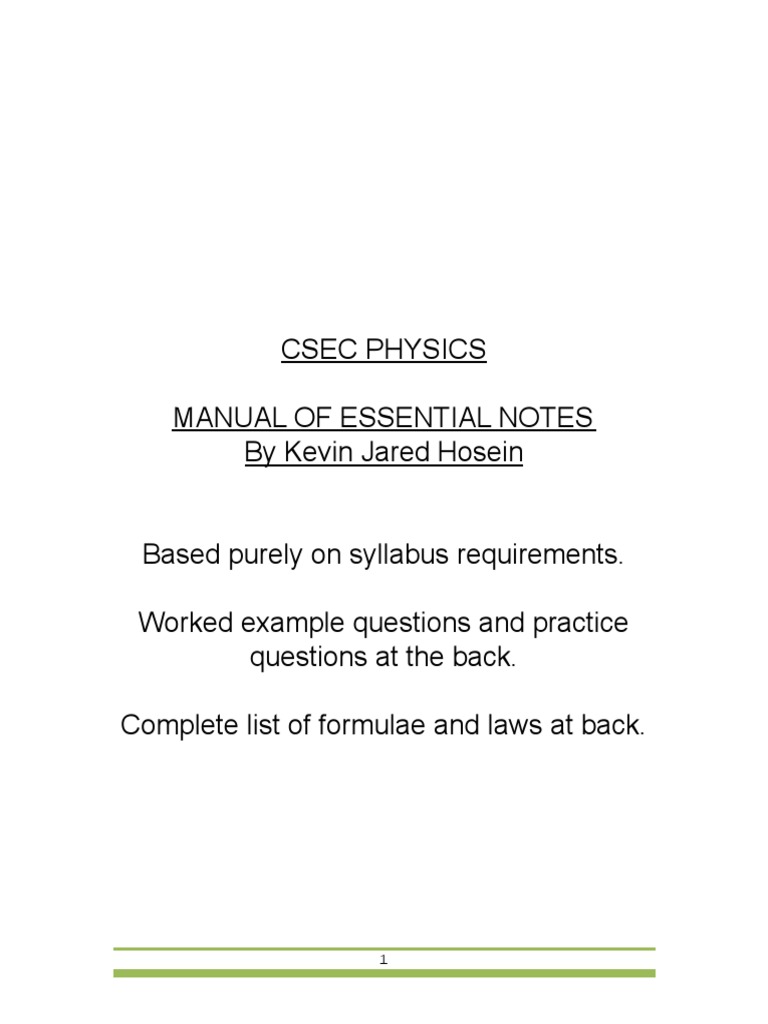 CSEC Physics Study Guide | PDF