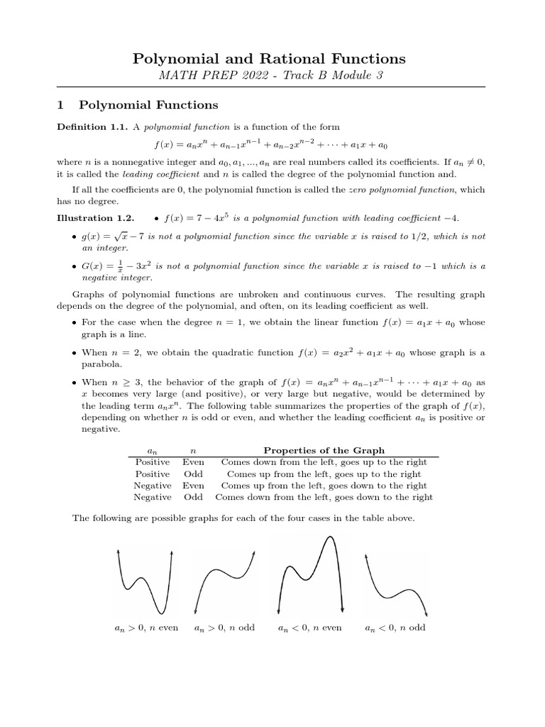 TRACK B Module 3 - Polynomial and Rational Functions | PDF