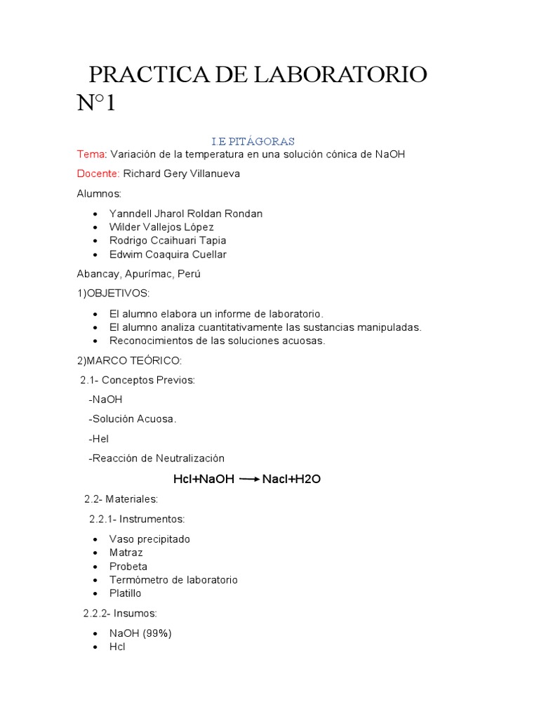 Practica De Laboratorio N°1 PitÁgoras 1 Pdf