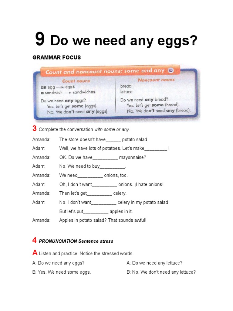 Do We Need Any Eggs? Grammar Focus | PDF