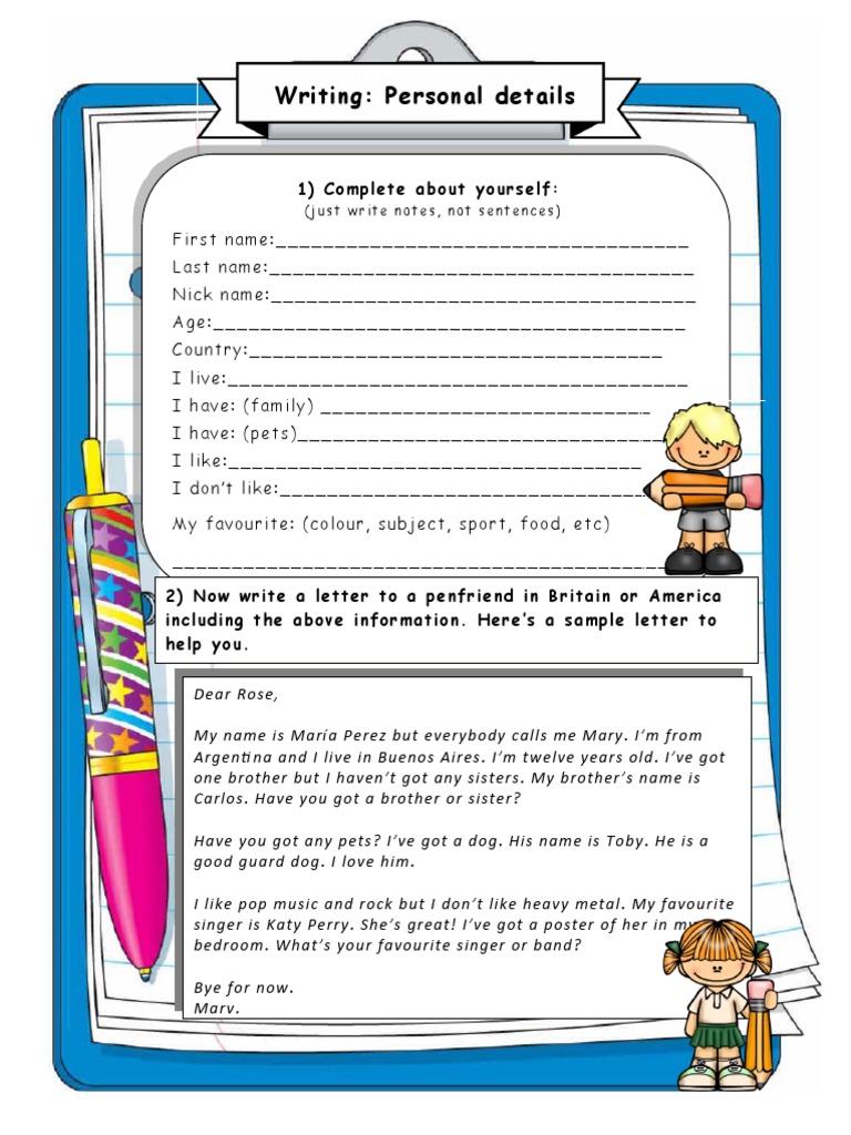 Writing Giving Personal Information | PDF | Social Science | Language ...