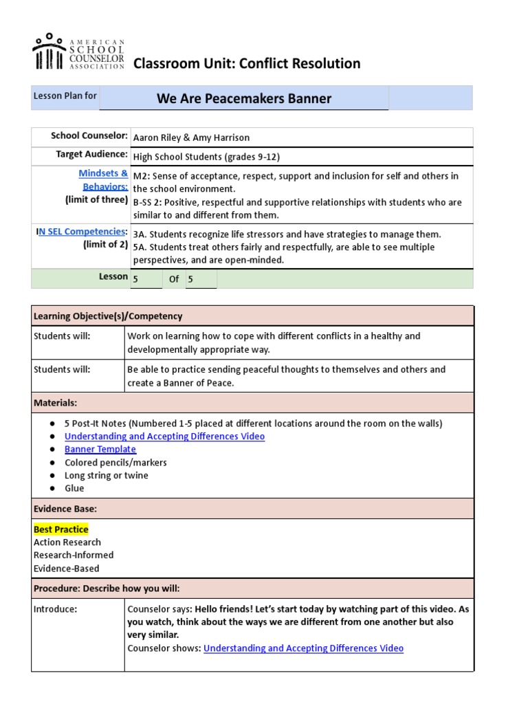 Lesson 5 Peacemakers Banner | PDF | Psychology | Communication