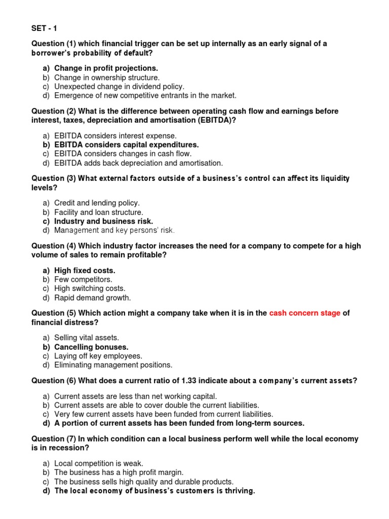 Assessing Financial Knowledge: Answers to Multiple Choice Questions on ...