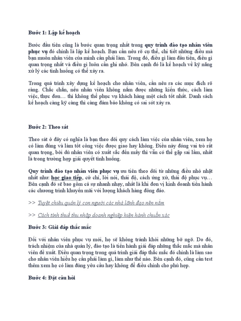 Quy Trình Đào T o NV Bàn | PDF